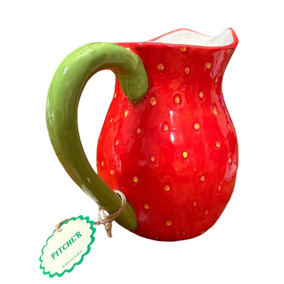 Home Essentials | Dining | Nwt Ceramic Strawberry Water Pitcher By Home ...
